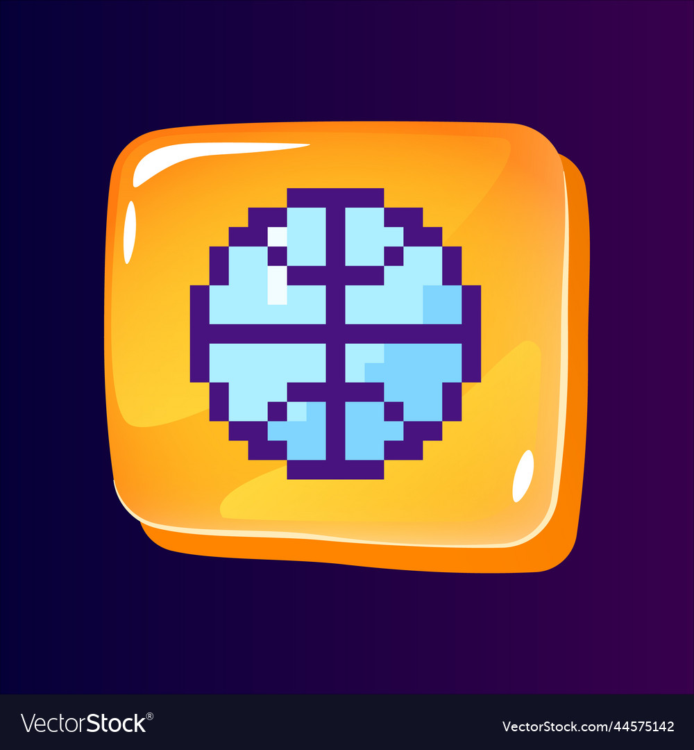 Basketball glossy ui button with pixelated color Vector Image