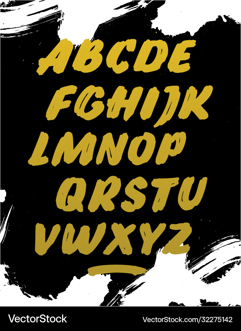 Golden calligraphy font alphabet Royalty Free Vector Image