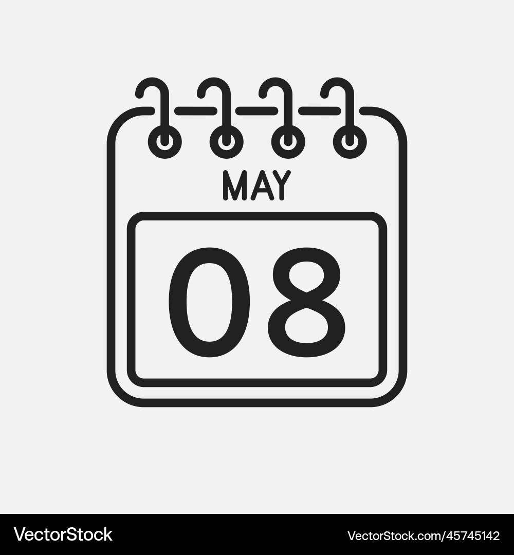 Icon page calendar day - 8 may Royalty Free Vector Image