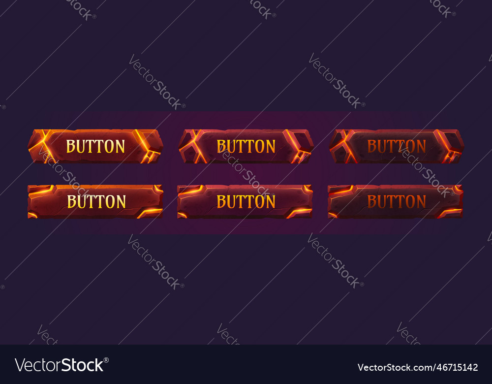 Lava game buttons animation set Royalty Free Vector Image