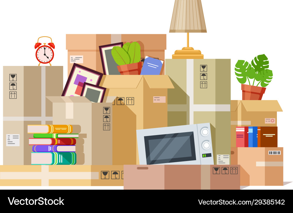 Moving boxes carton box packing family stuff Vector Image