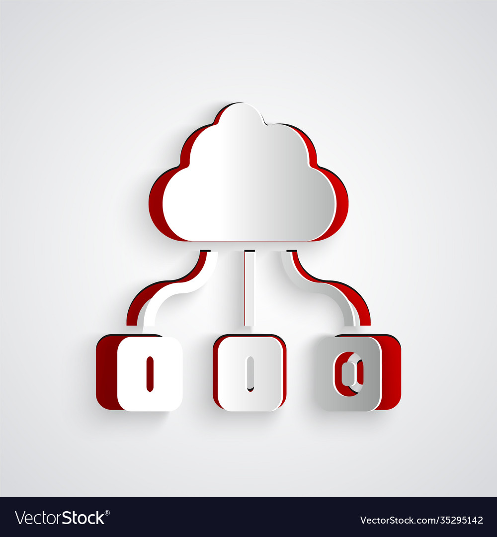 Paper cut cloud technology data transfer Vector Image Paper cut cloud technology data transfer Vector Image