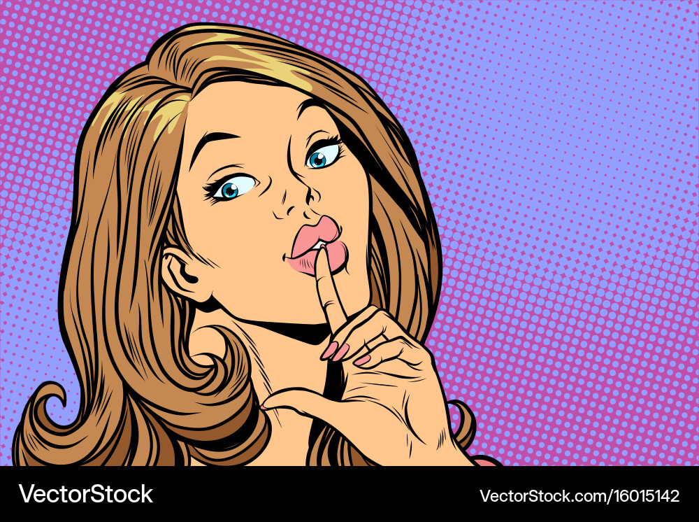 Quiet gesture woman asking for silence Royalty Free Vector