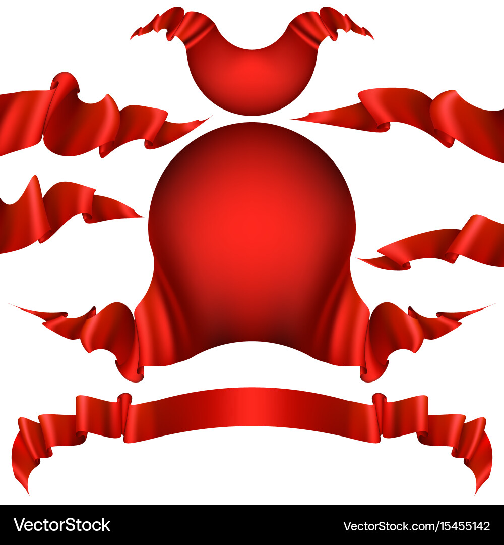 Realistic red decorative ribbon eps 10 Royalty Free Vector