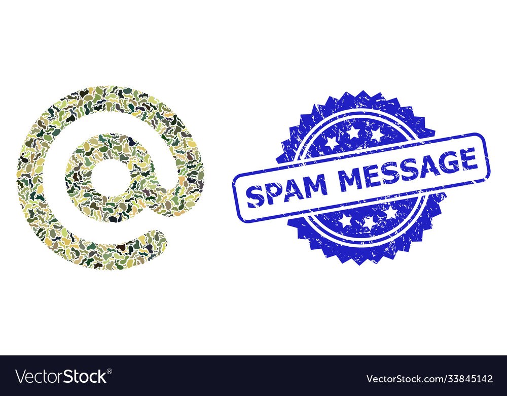 Scratched spam message stamp seal and military Vector Image Scratched spam message stamp seal and military Vector Image