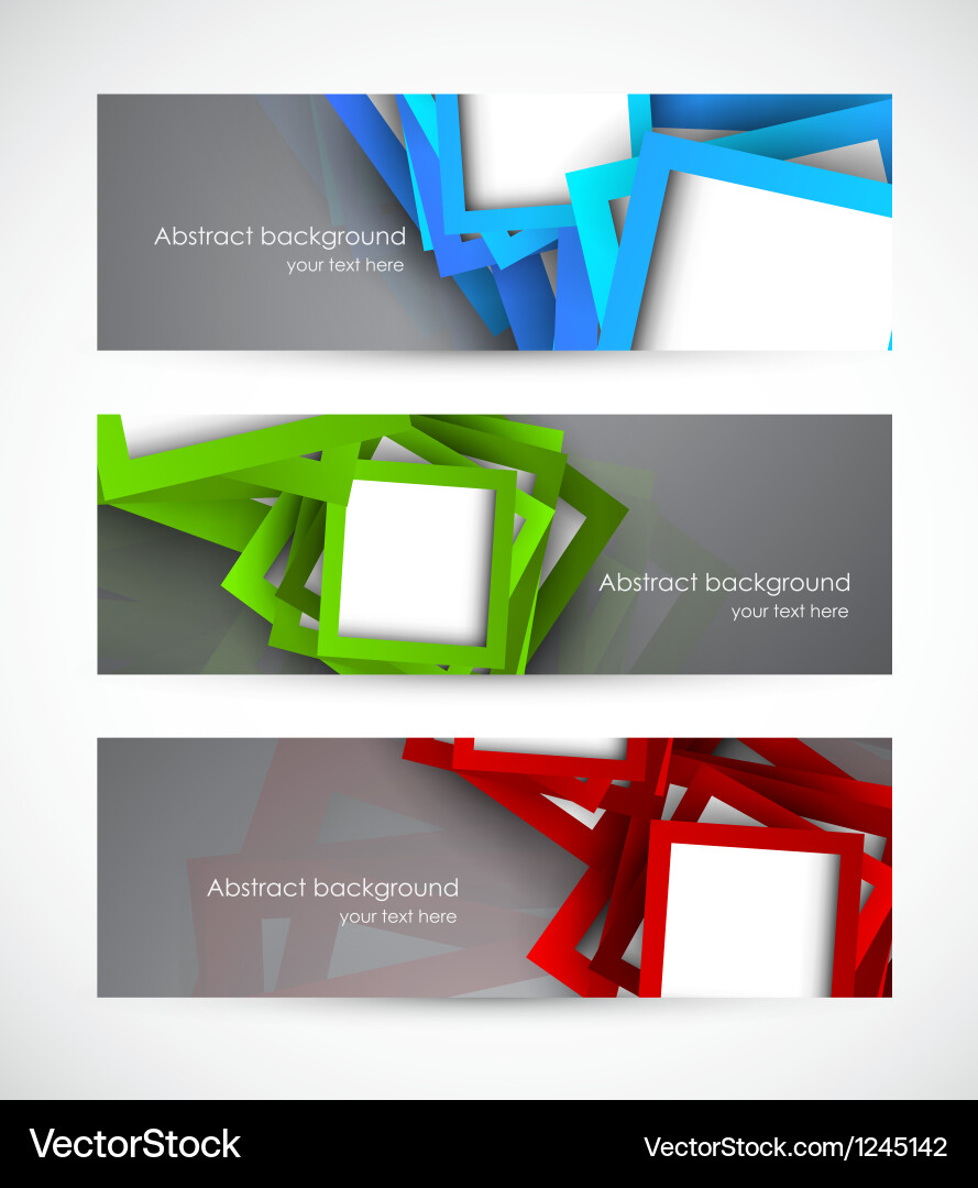 Set of banners with squares Royalty Free Vector Image