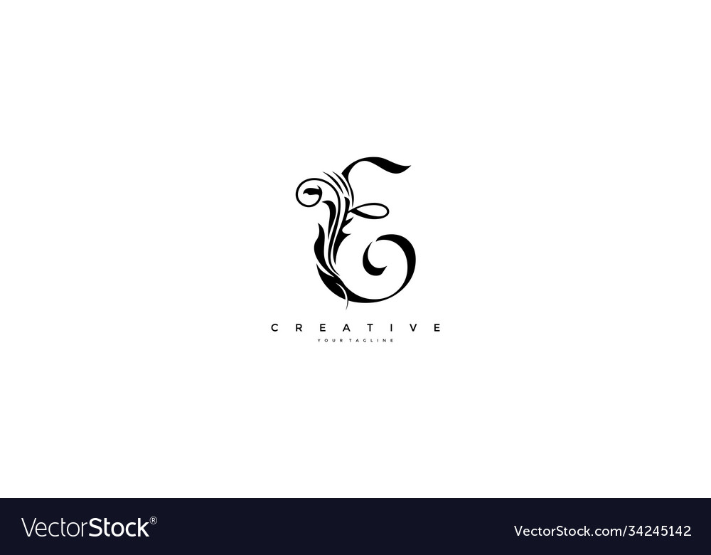 Text initial e letter calligraphic monogram Vector Image