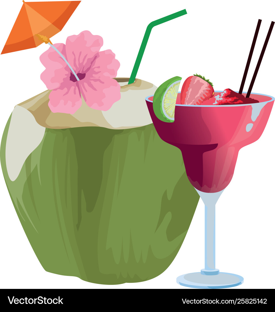 Tropical fruit cocktail icon cartoon Royalty Free Vector