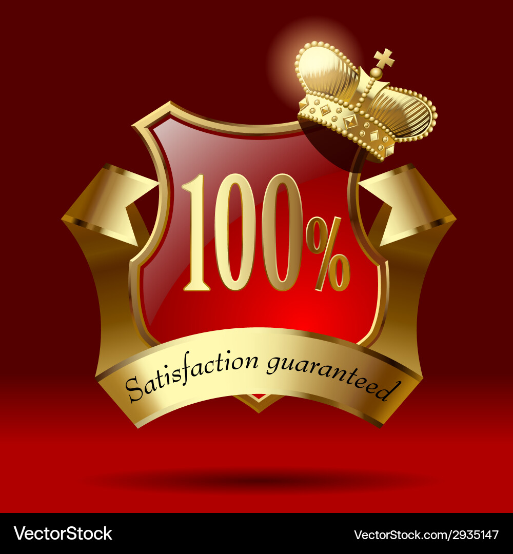 Badge with ribbon and crown Royalty Free Vector Image