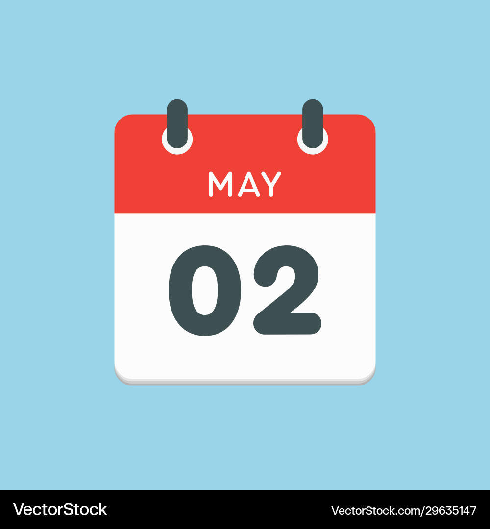 Calendar day 2 may days year Royalty Free Vector Image