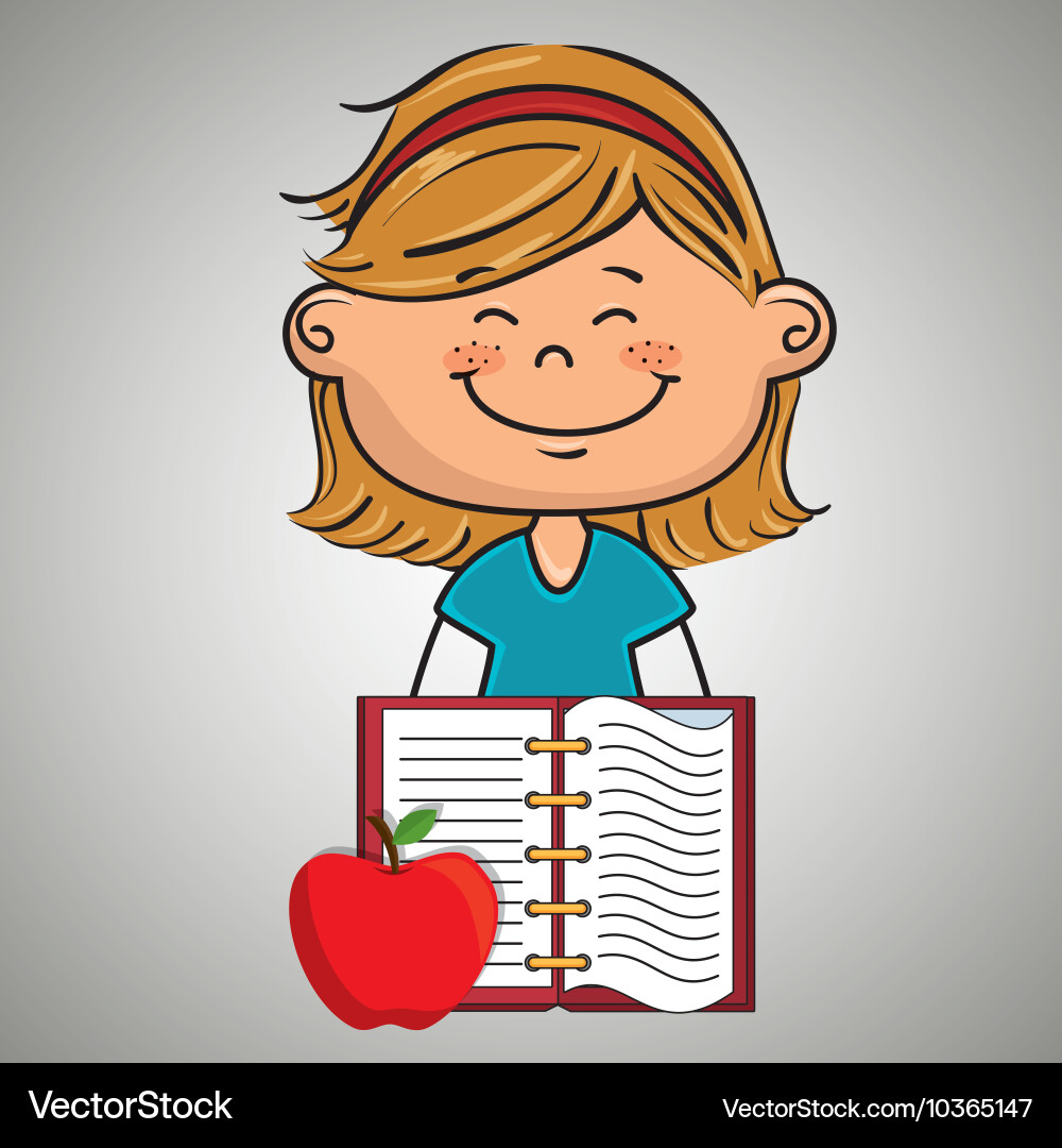 Cartoon girl notebook icon Royalty Free Vector Image