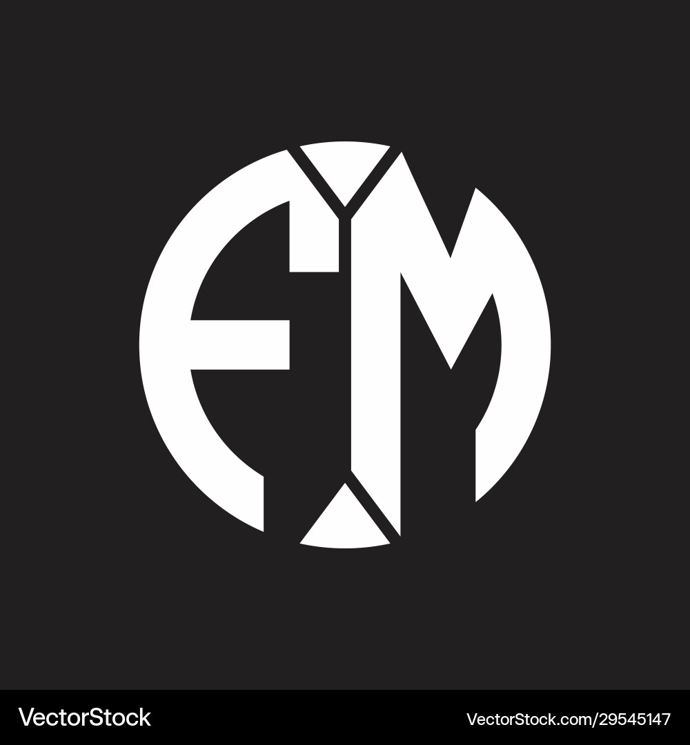 Fm logo monogram with piece circle ribbon style Vector Image