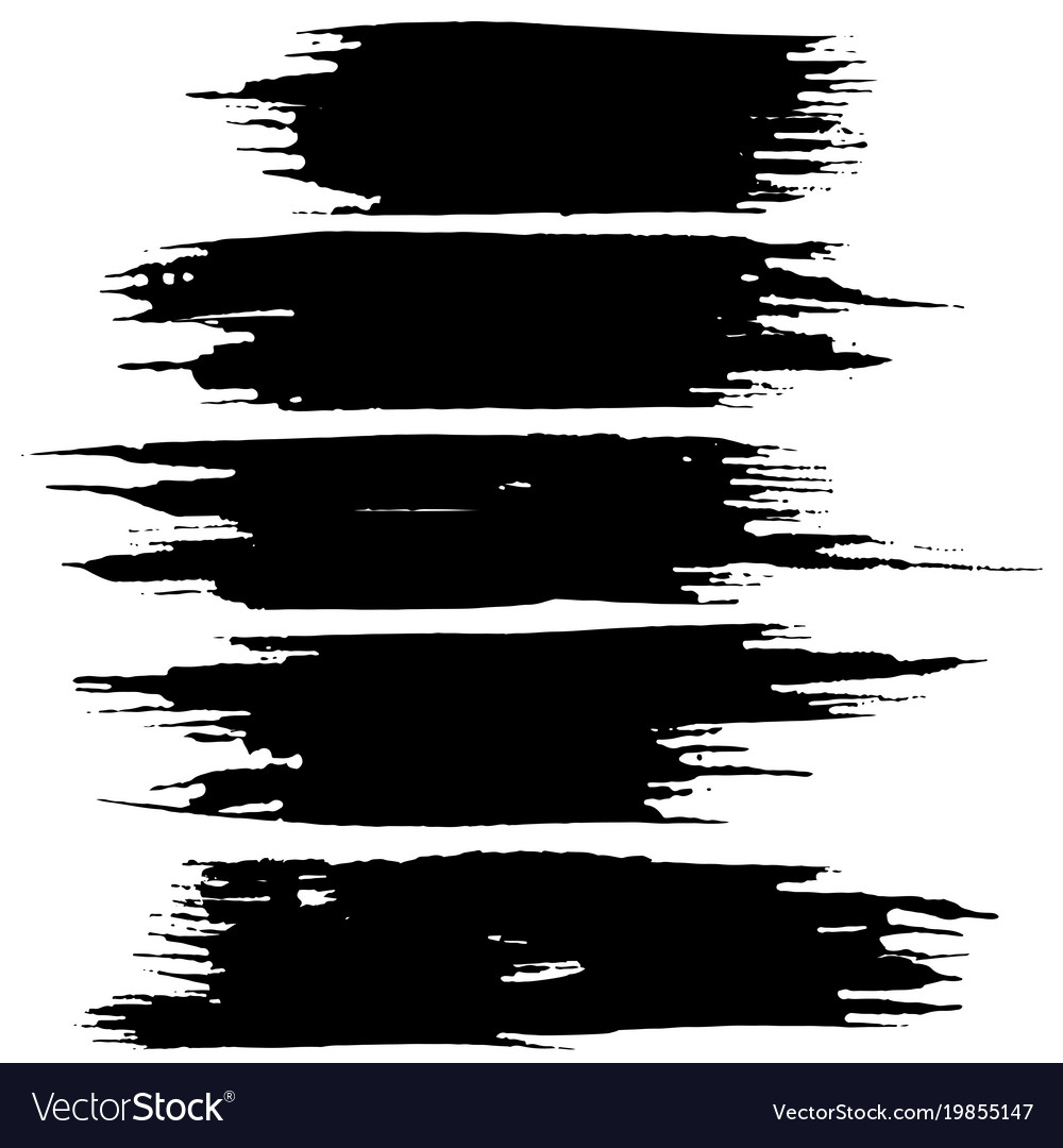 Grunge ink brush strokes set freehand black Vector Image