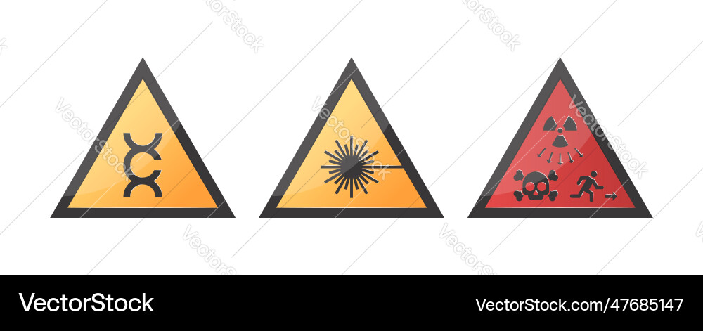 Hazard icons yellow triangle warning signs Vector Image