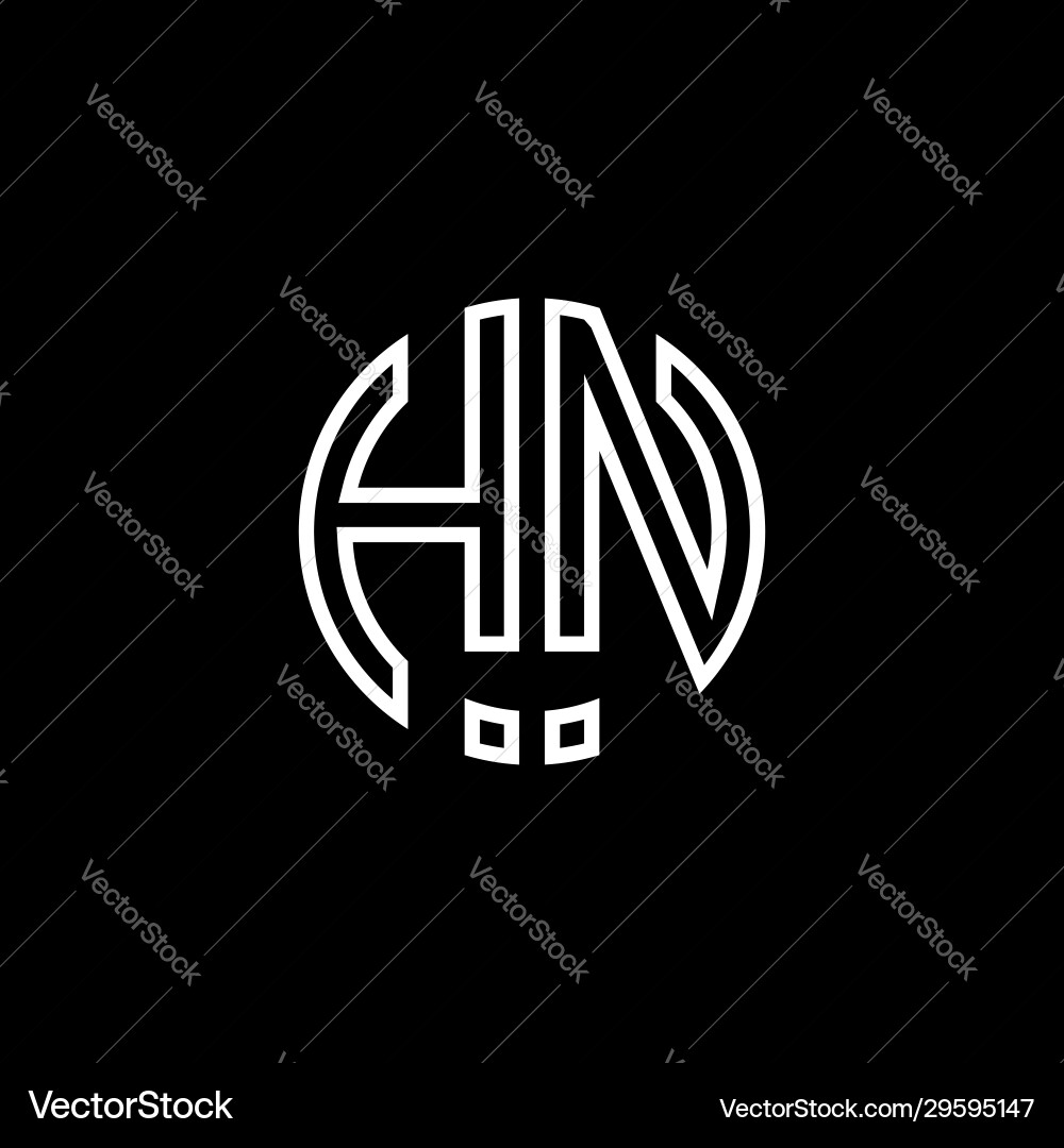 Hn monogram logo circle ribbon style outline Vector Image