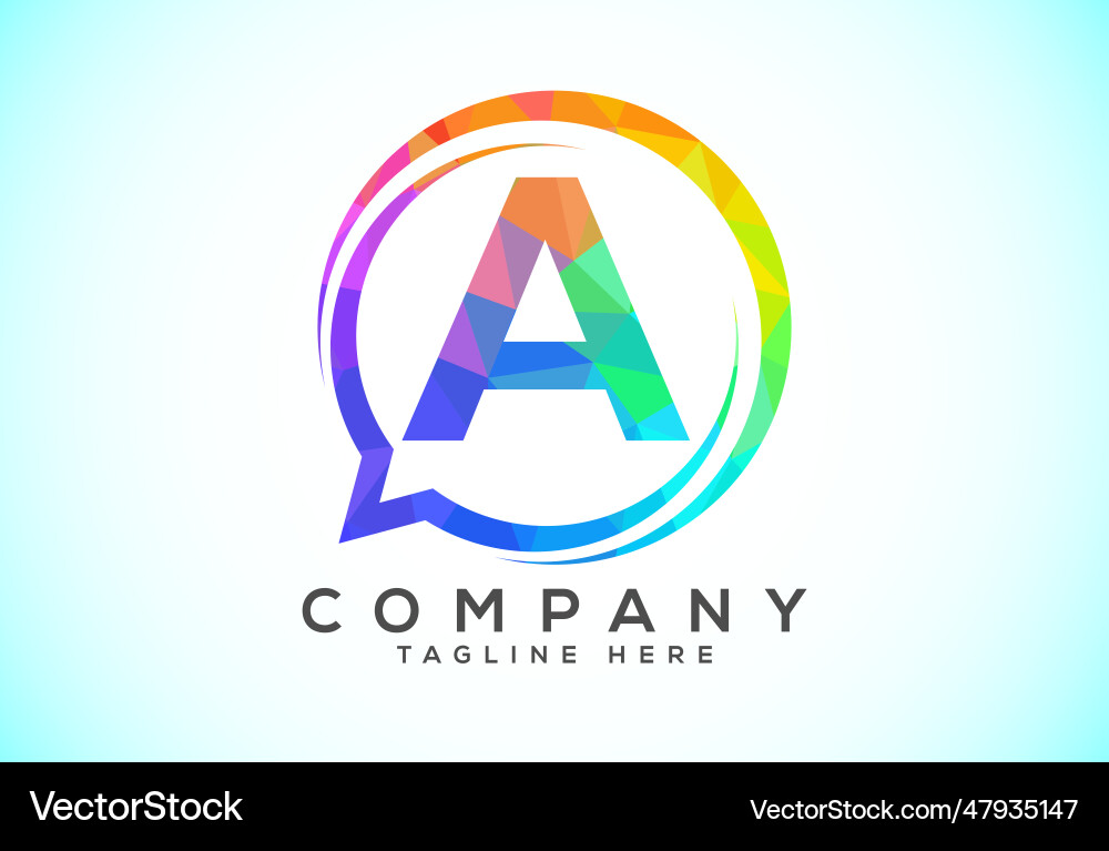 Low poly english alphabet with a bubble chat icon Vector Image