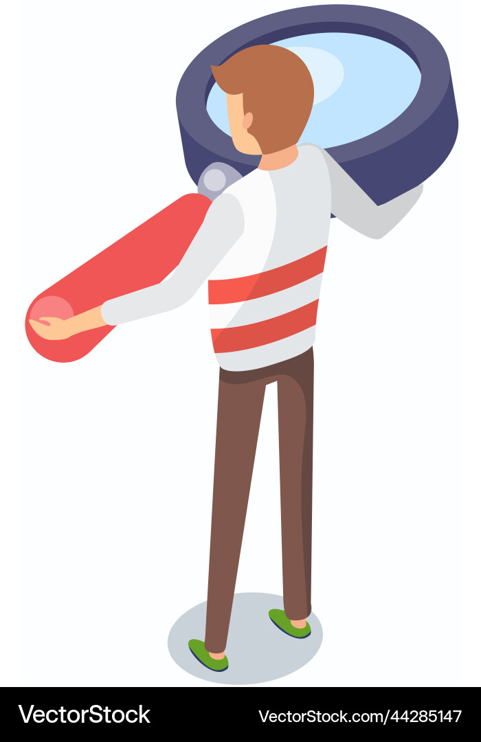 Male character searching for information Vector Image