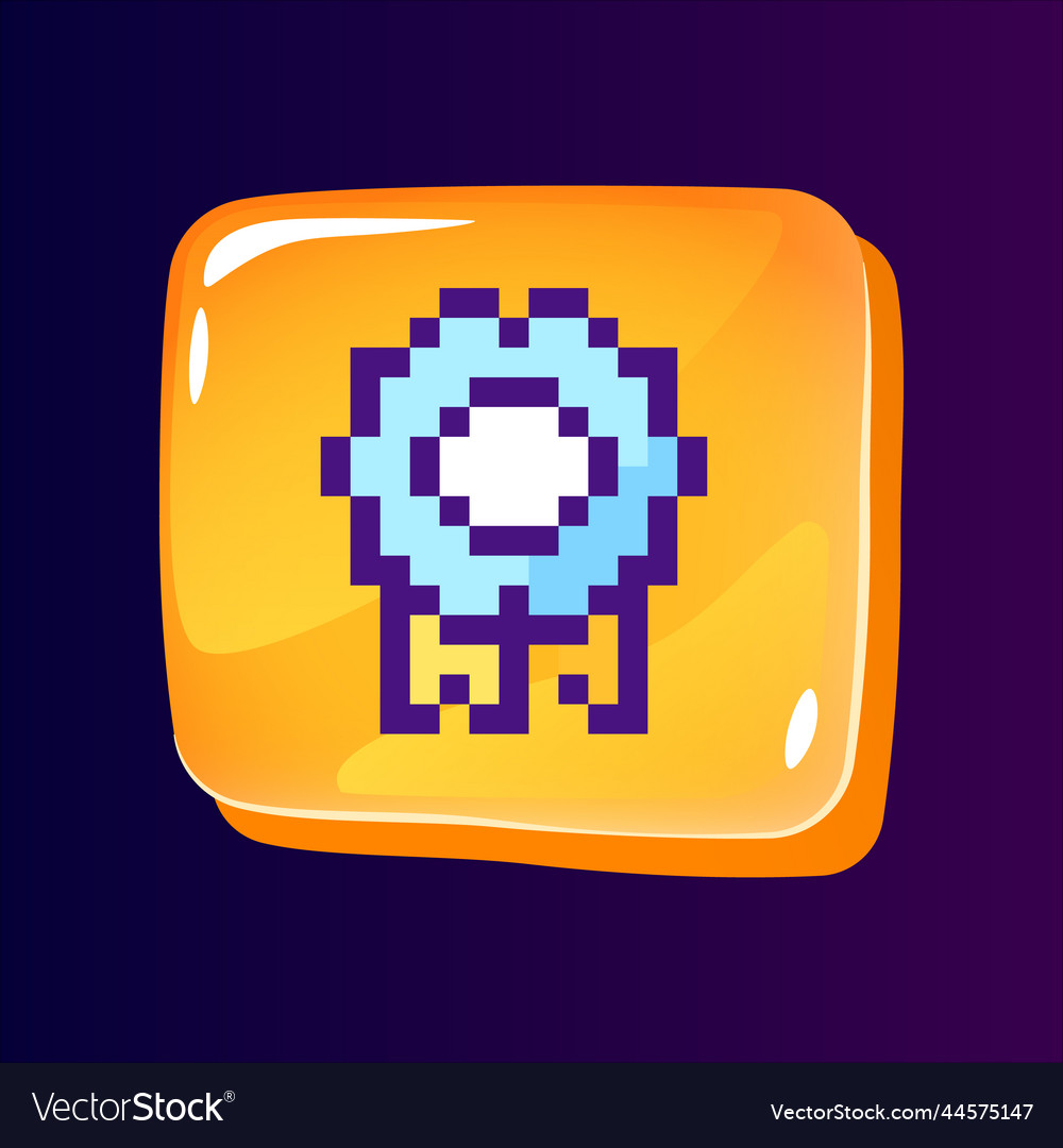 Medal glossy ui button with pixelated color icon Vector Image