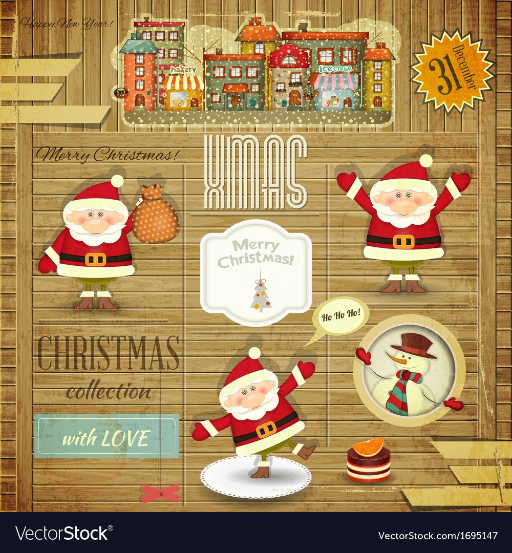 Retro merry christmas Royalty Free Vector Image