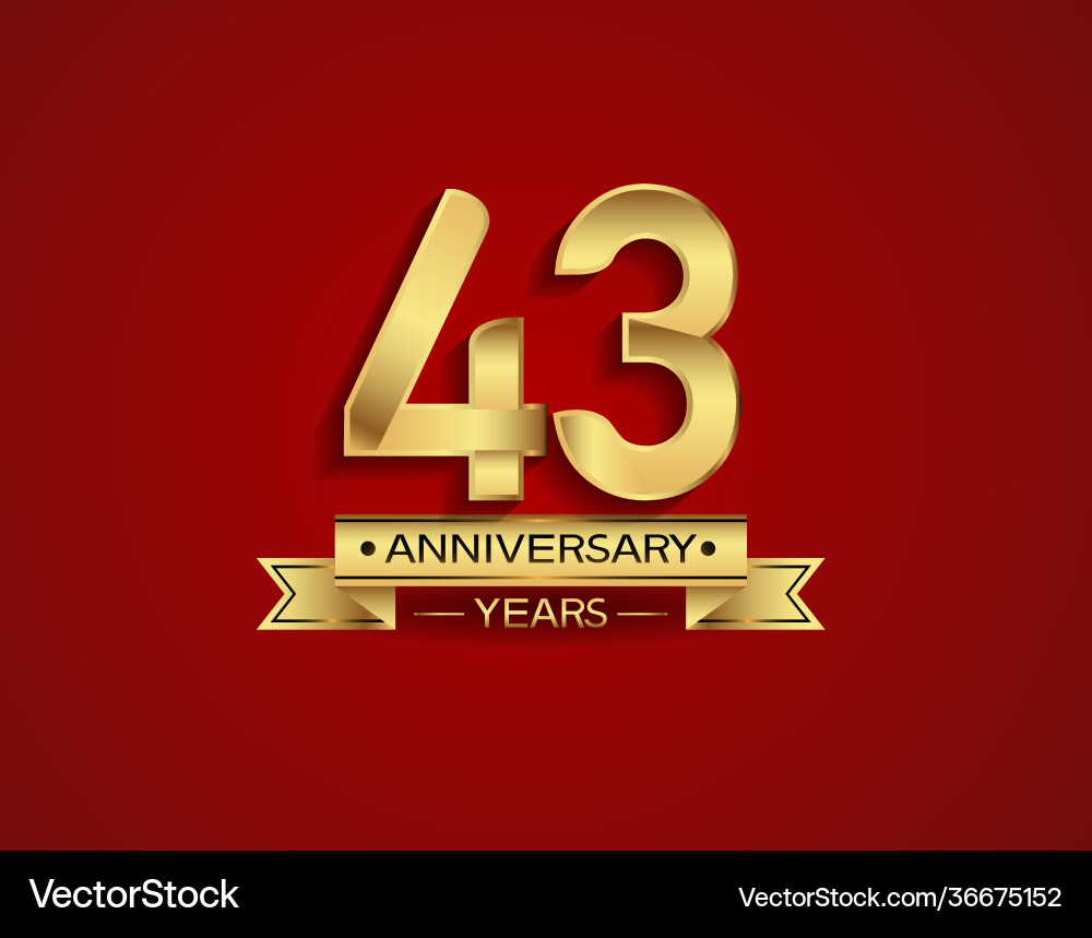 43 years anniversary golden design color Vector Image
