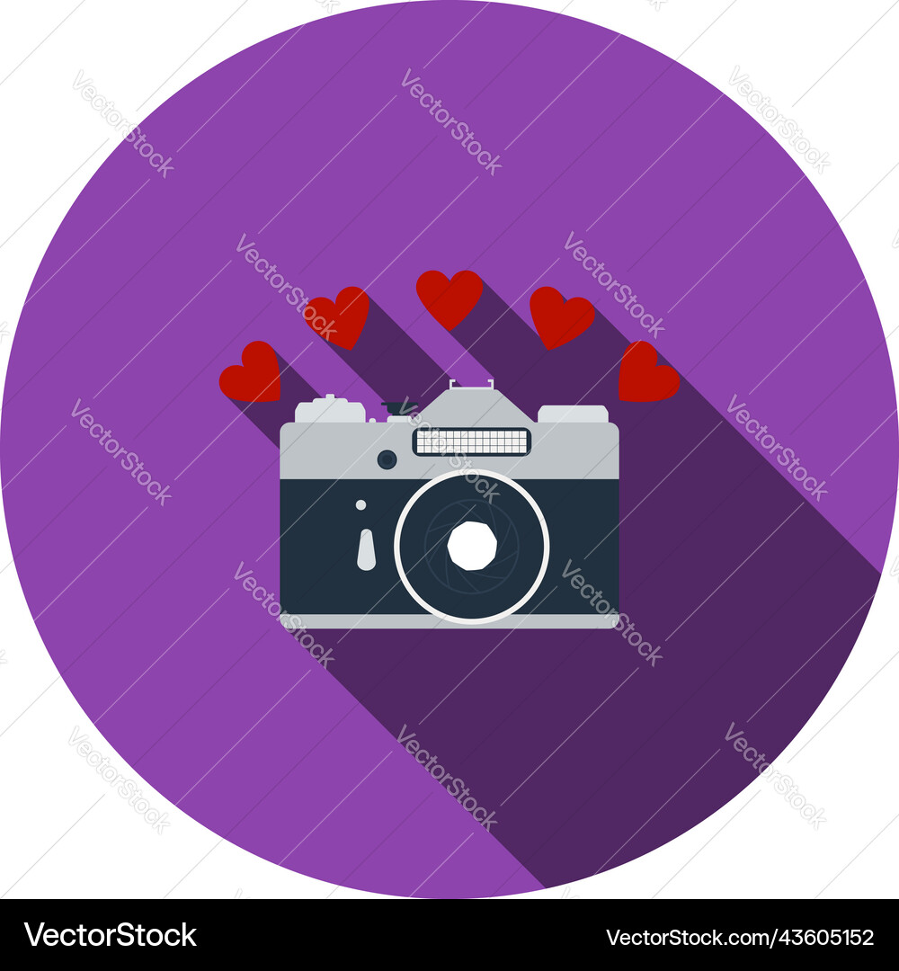 Camera with hearts icon Royalty Free Vector Image