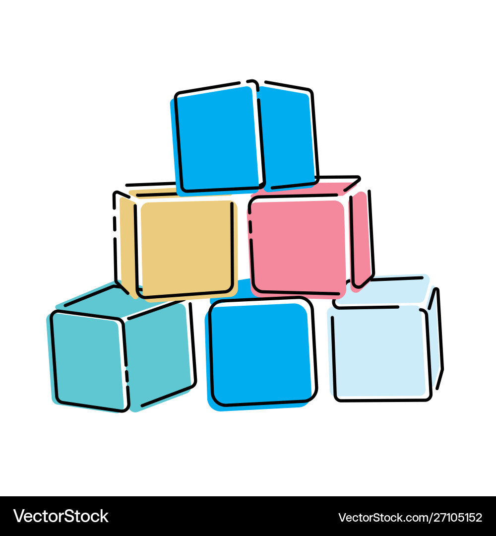 Cartoon pyramid colored cubes toy cubes for Vector Image