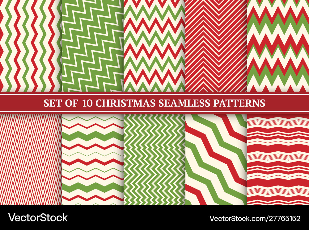 Christmas seamless colorful zigzag patterns Vector Image