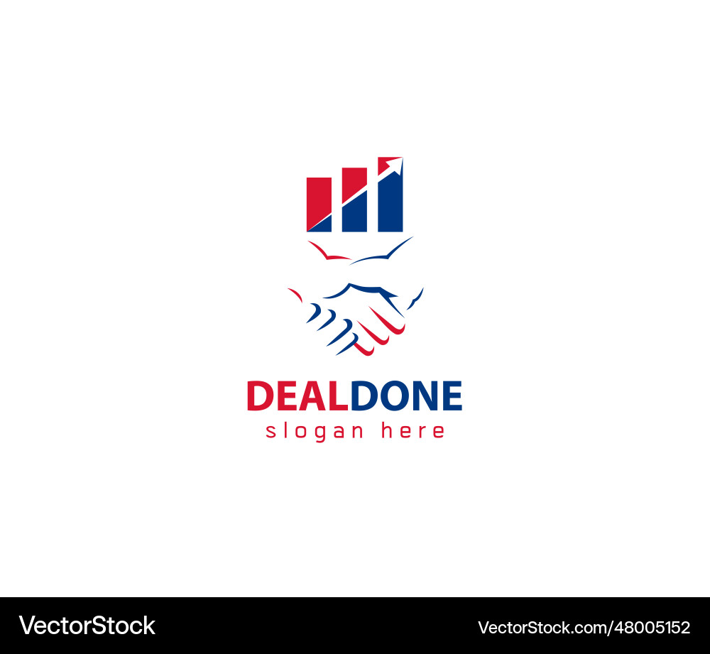 Deal done finance logo handshake Royalty Free Vector Image