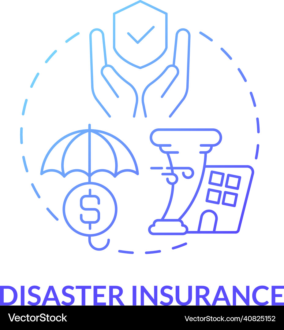 Disaster insurance blue gradient concept icon Vector Image