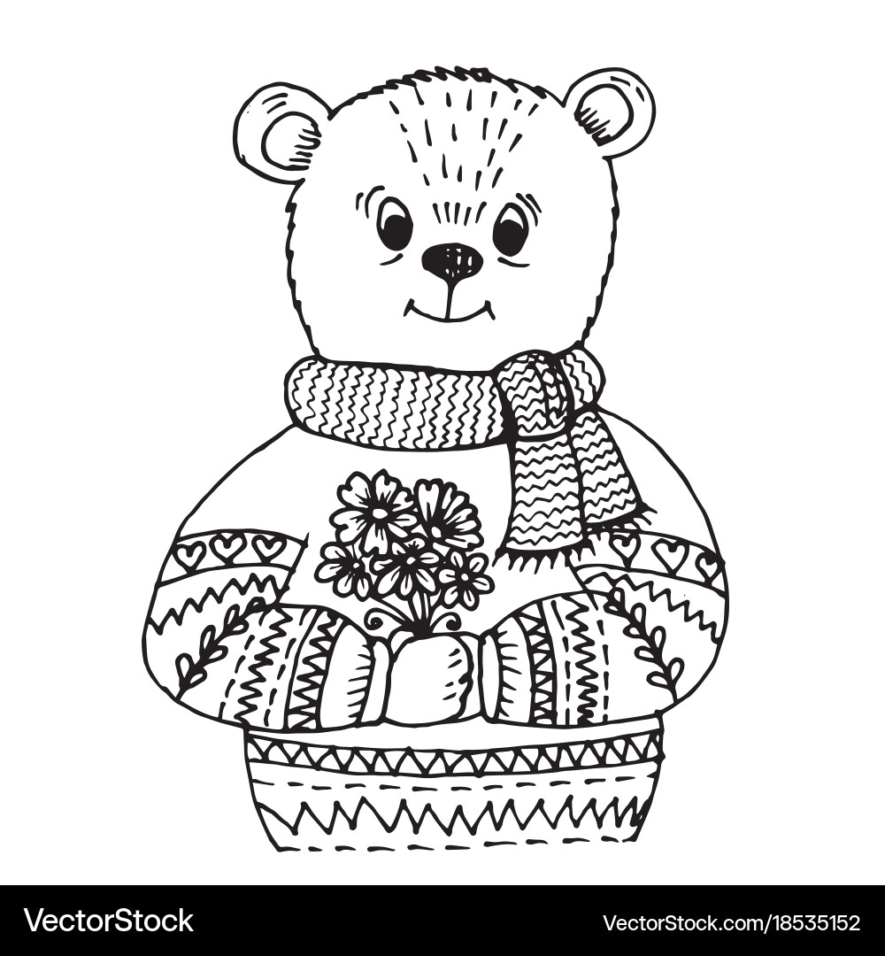 Doodle bear Royalty Free Vector Image - VectorStock