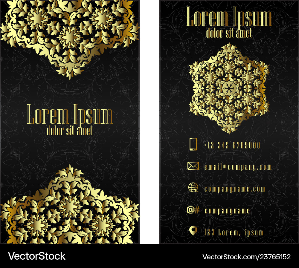 Gold visiting card business card creative design Vector Image