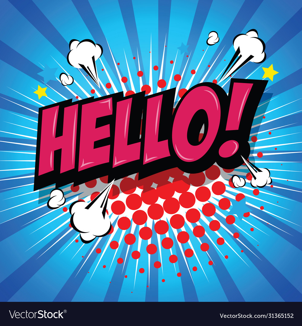 Hello comic speech bubble Royalty Free Vector Image