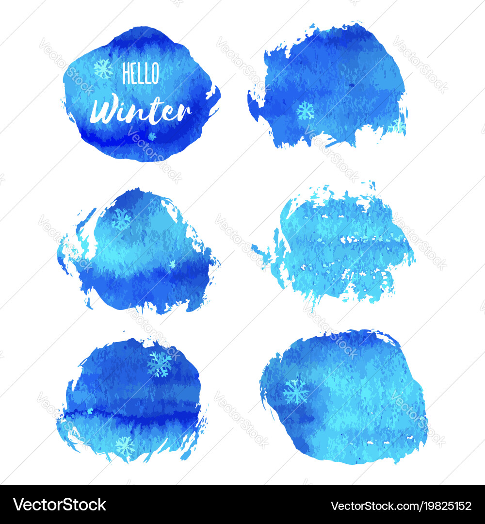 Hello winter hand paint blue watercolor texture Vector Image