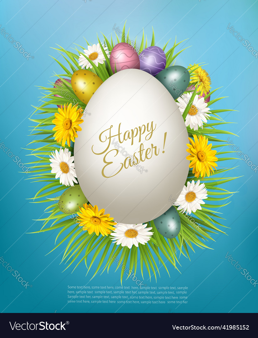 Holiday easter background with easter eggs spring Vector Image
