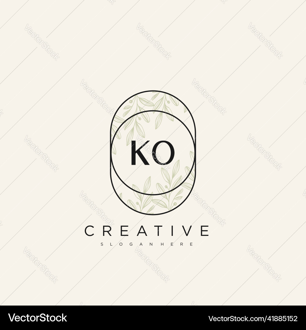 Ko initial letter flower logo template premium art