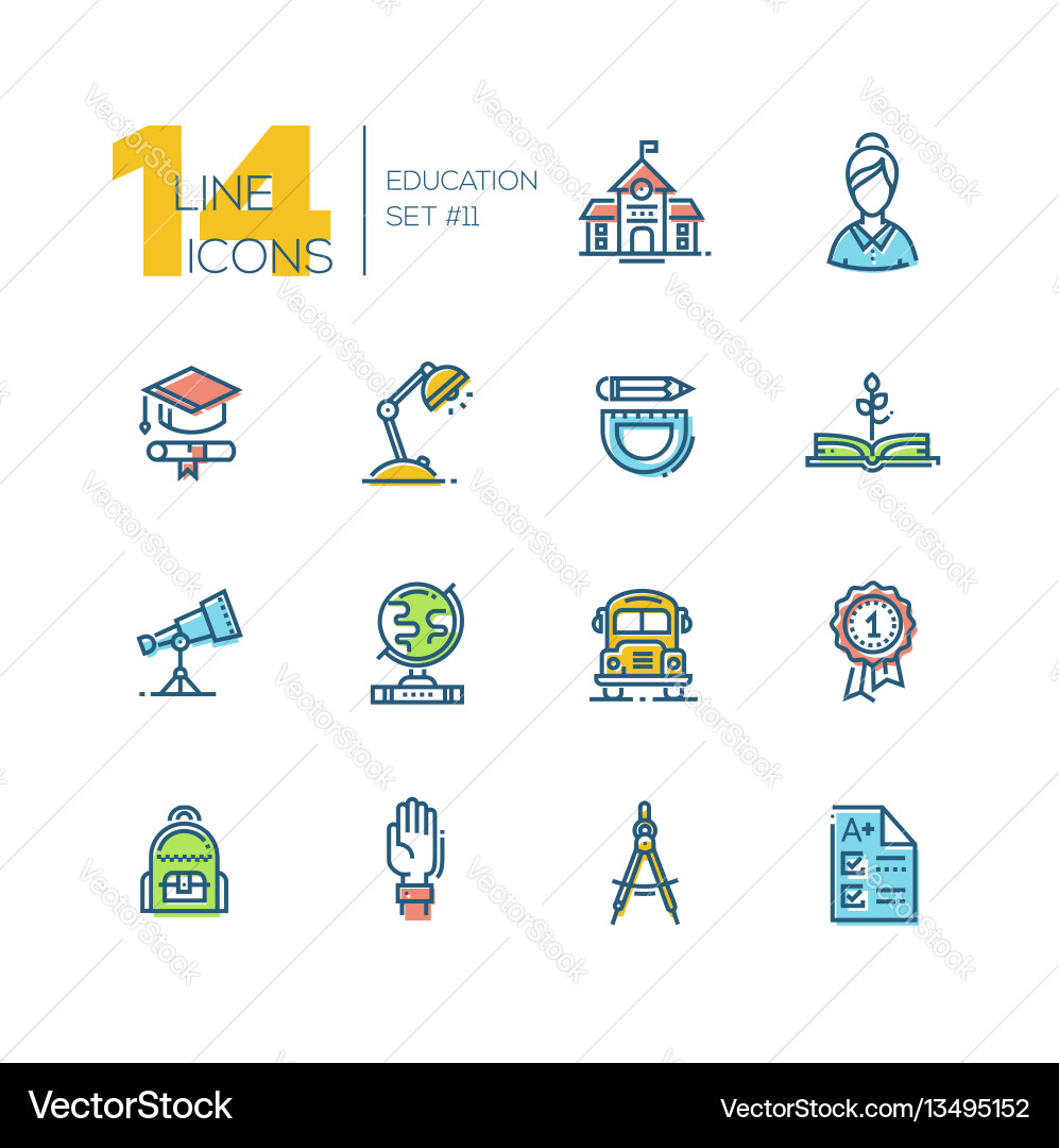 School and education - thick line icons set Vector Image