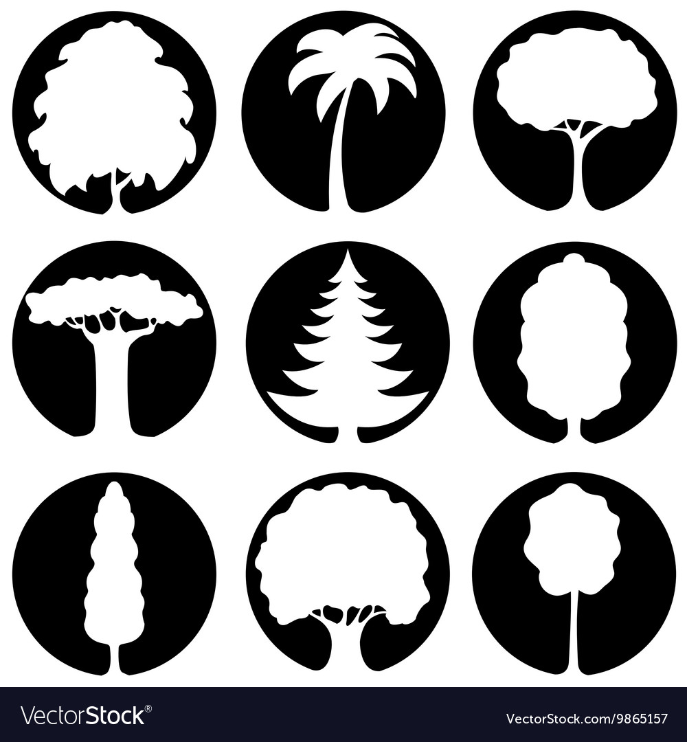 A set of trees icons Royalty Free Vector Image