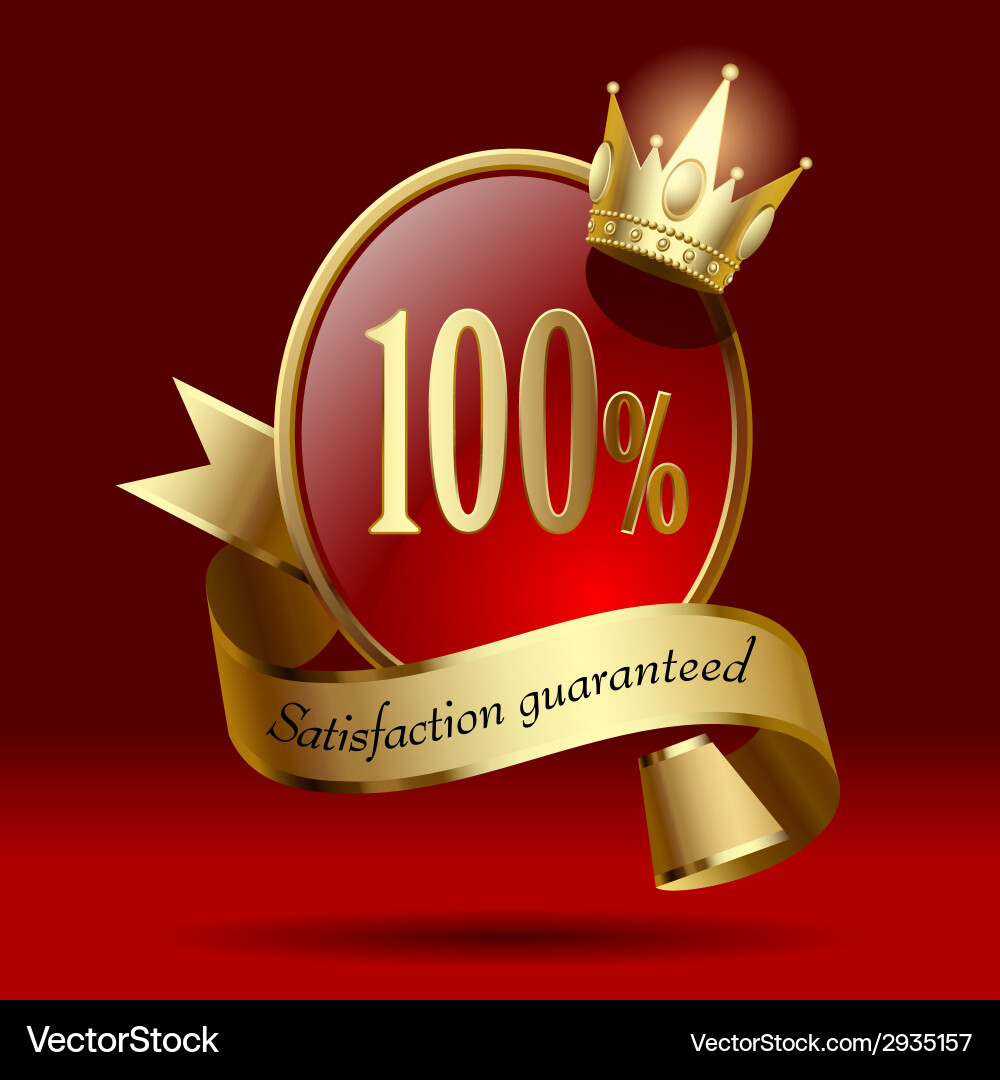 Badge with ribbon and crown Royalty Free Vector Image