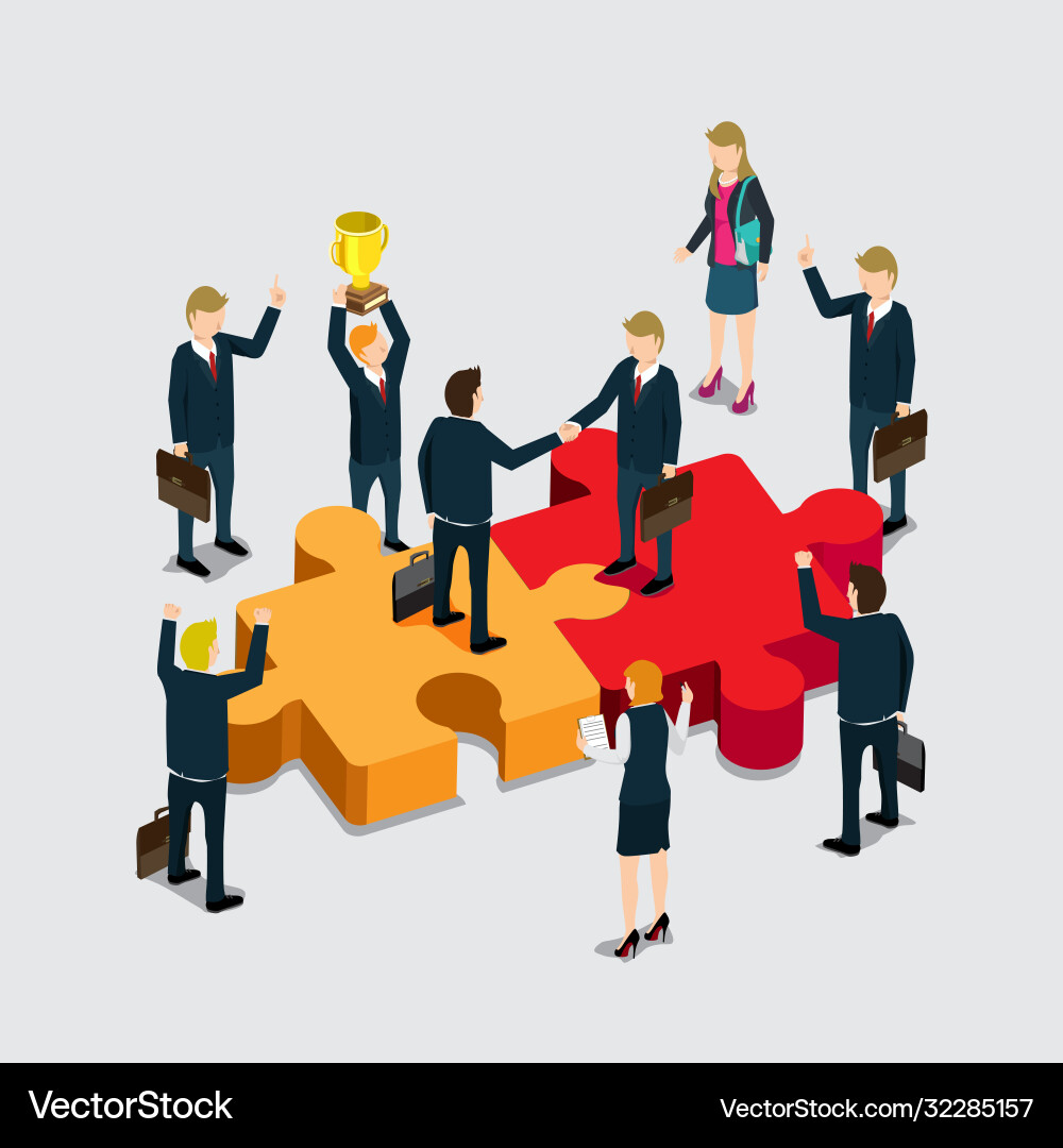 Business isometric for agreement success Vector Image