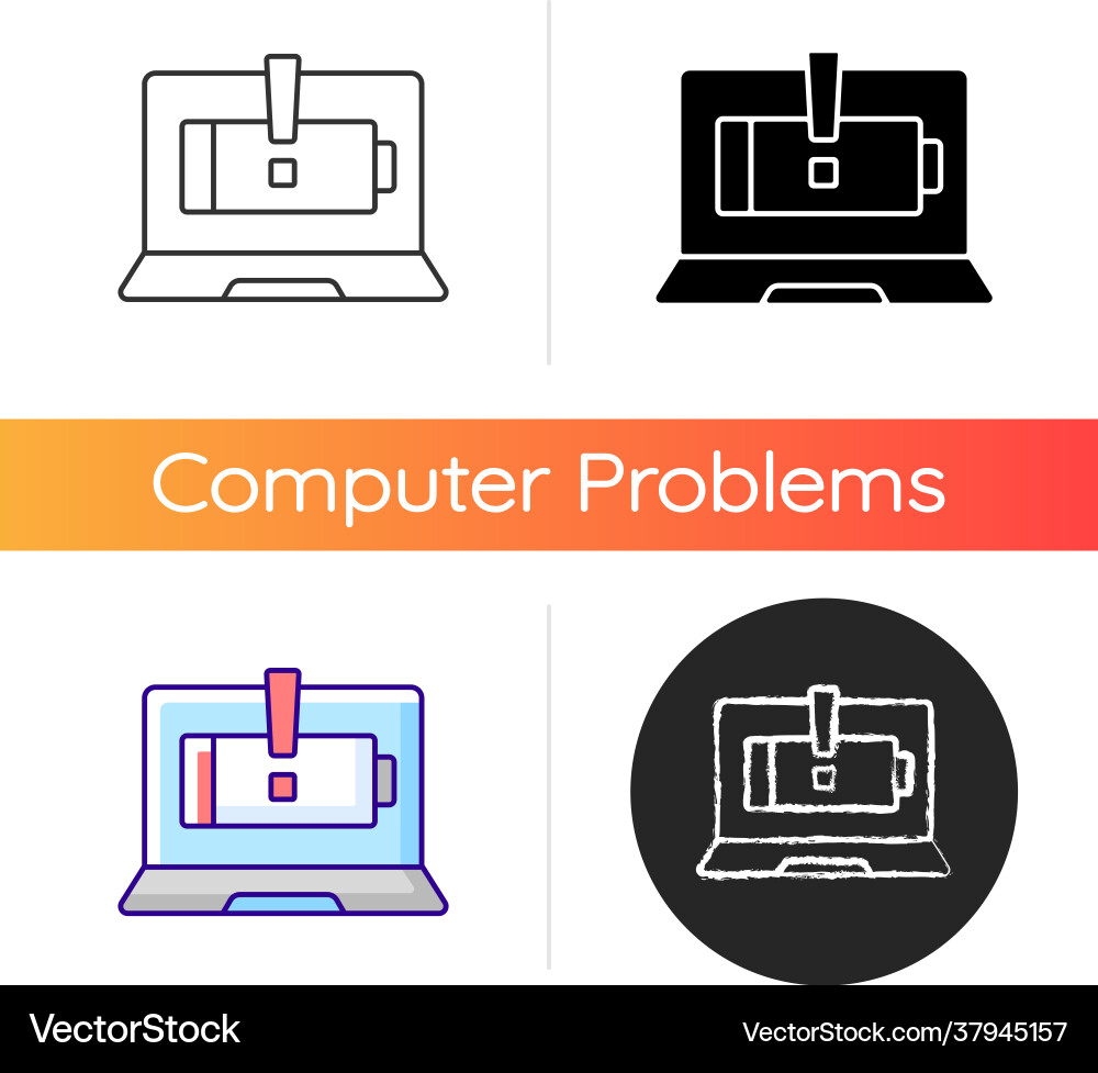 Computer does not charge icon Royalty Free Vector Image