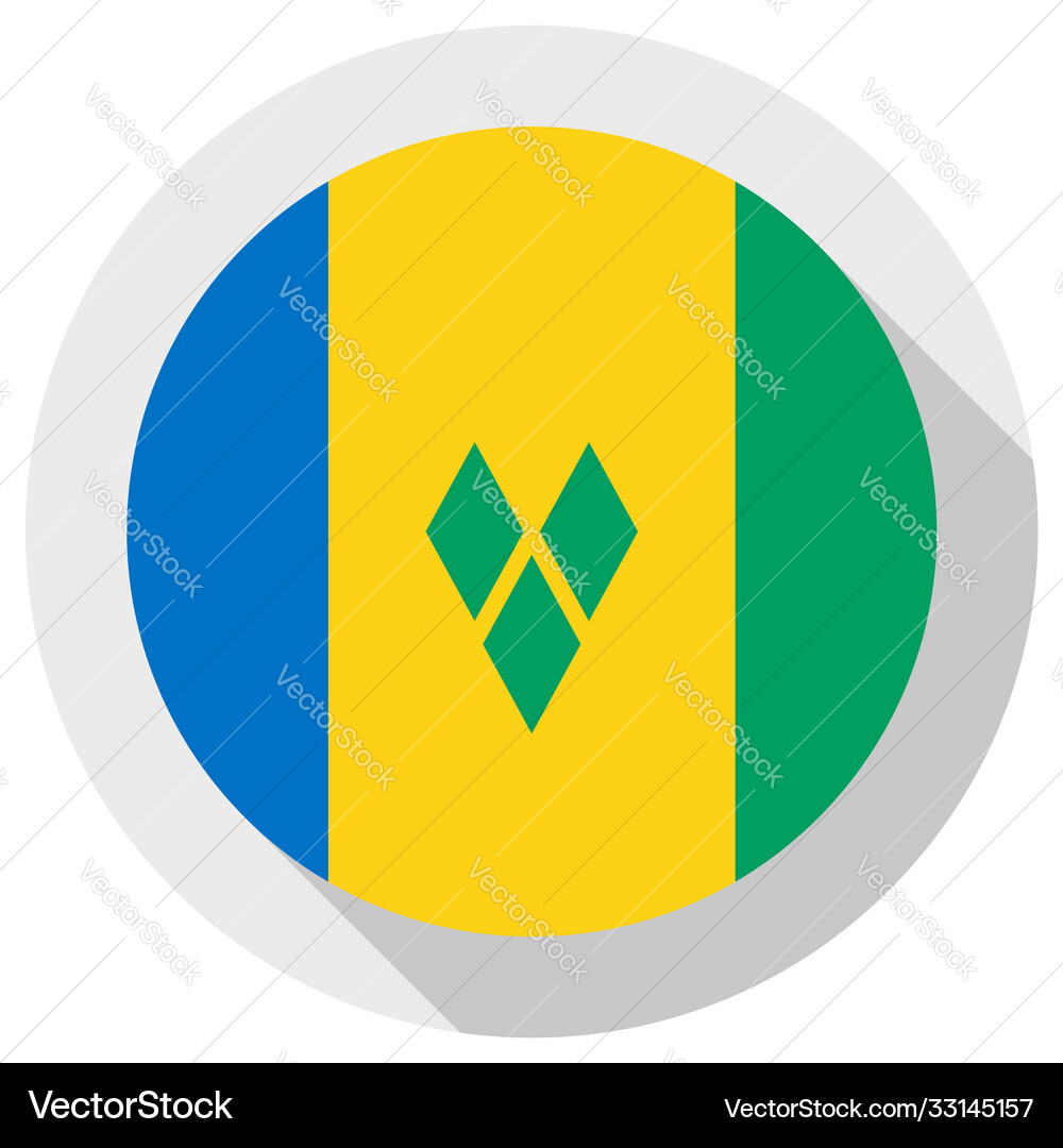 Flag saint vincent and grenadines round Royalty Free Vector