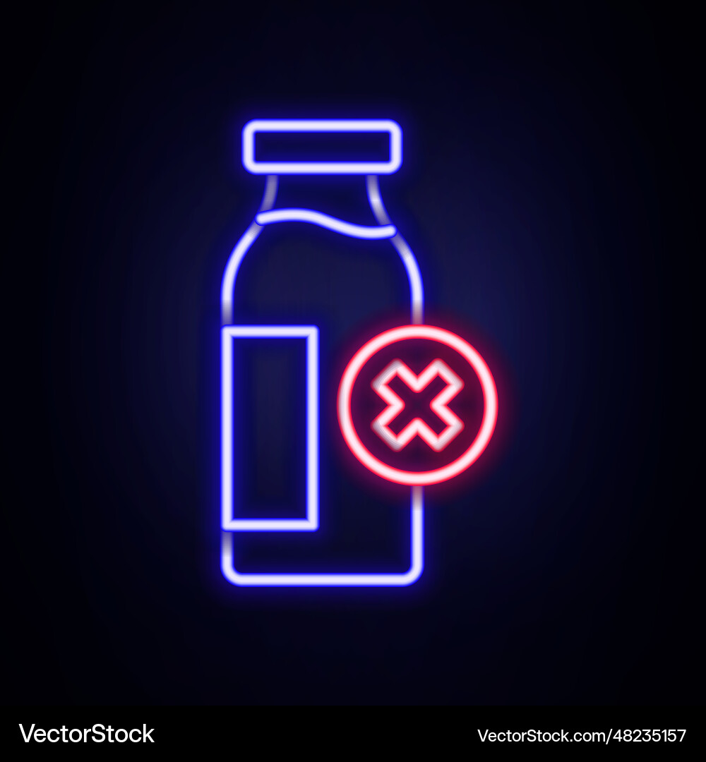 Glowing neon line lactose intolerance icon Vector Image