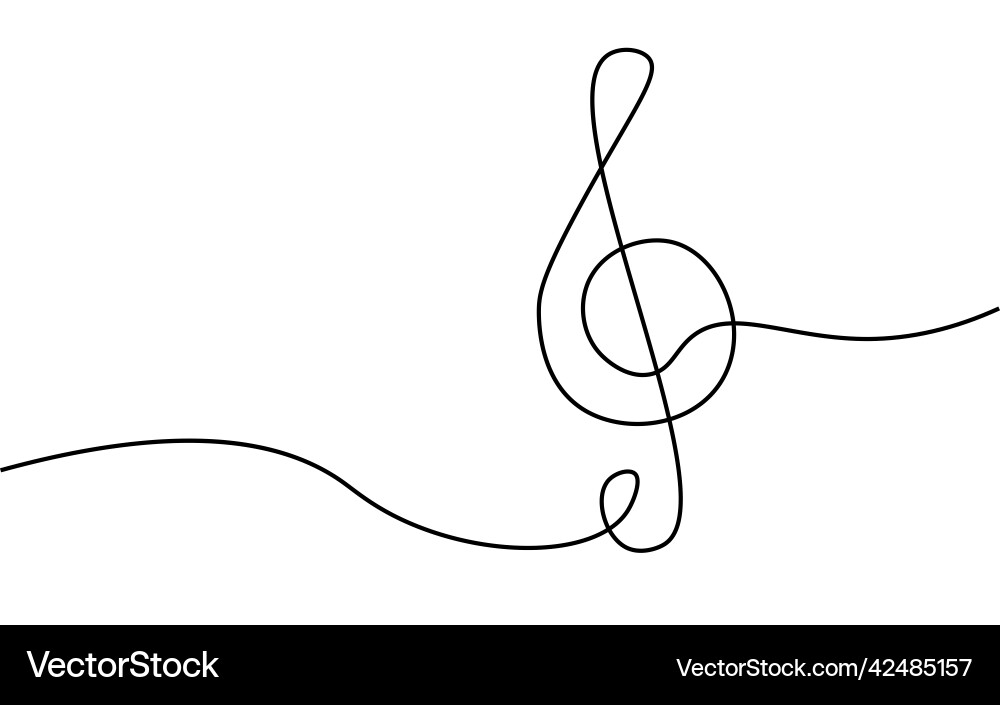 One line music key symbol continuous art Vector Image