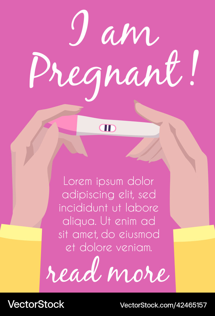 Pregnancy announcements poster template with text Vector Image