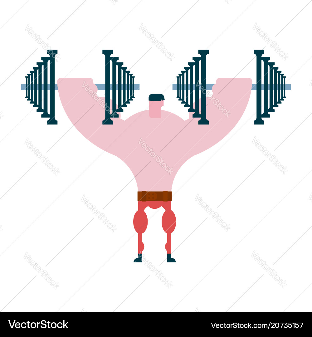 Press up dumbbells athlete and barbell Royalty Free Vector