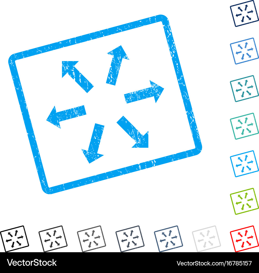 Radial arrows icon rubber watermark Royalty Free Vector