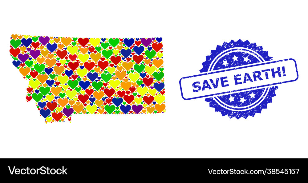 Save earth exclamation watermark seal and bright Vector Image