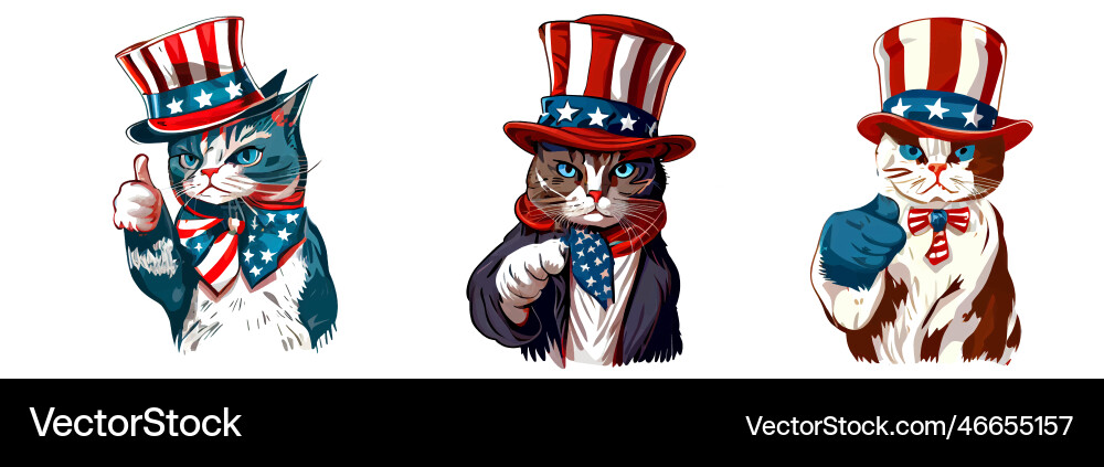 Set of cute strong cat Royalty Free Vector Image