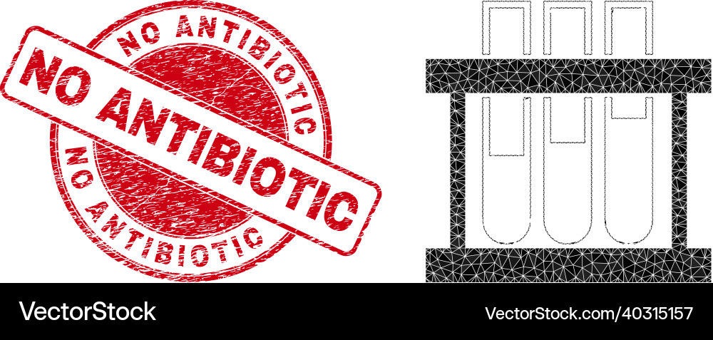 Textured no antibiotic round stamp seal Royalty Free Vector