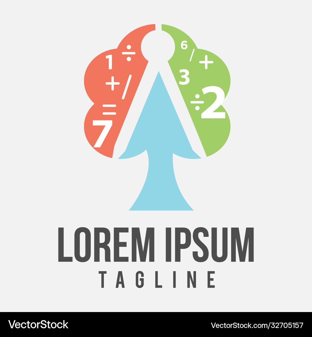 Tree with number and mathematics symbol icon Vector Image